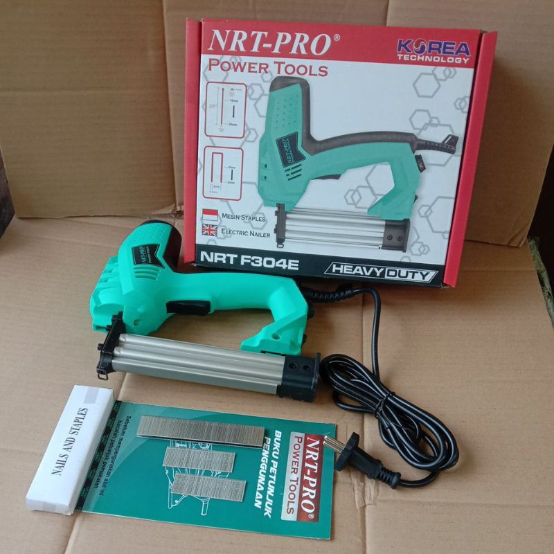 Jual Mesin Staples Listrik NRT-PRO F304E Air Nailer Electric Alat Paku Tembak | Shopee Indonesia