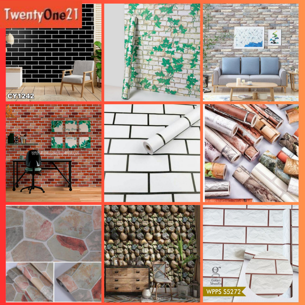 Jual Wallpaper Dinding 3D bata / wallpaper Bahan PVC Premium Anti Noda ...