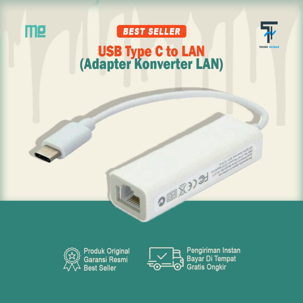 Jual Adapter Konverter USB Type C to LAN 10/100 (Female) | Shopee Indonesia
