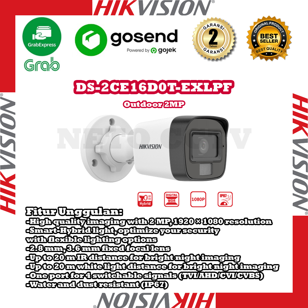 Jual DS-2CE16D0T-EXLPF CAMERA CCTV OUTDOOR HIKVISION 2MP Smart Dual-Light | Shopee Indonesia