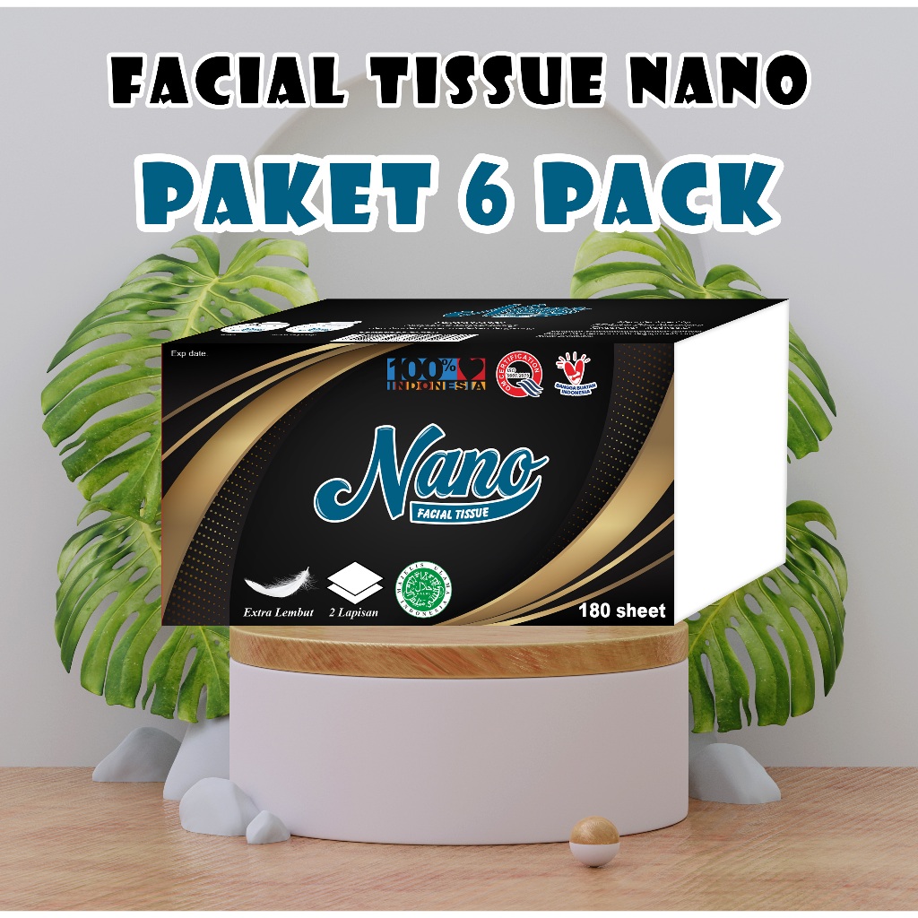 Jual [ PAKET 6 TISSUE ] FACIAL TISSUE NANO 2ply 180 sheets LEMBUT HALUS ...