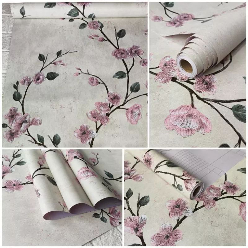 Jual Wallpaper Dinding Stiker Wallpaper Bunga Sakura Krem 7ms/d 8m ...