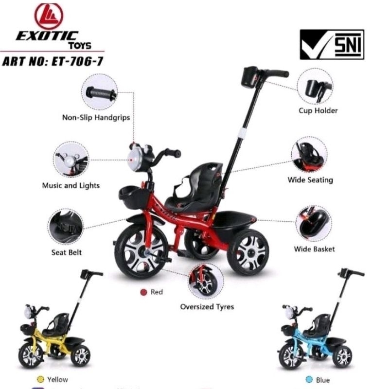 Jual Sepeda Anak Roda Tiga Exotic ET-709 | Shopee Indonesia