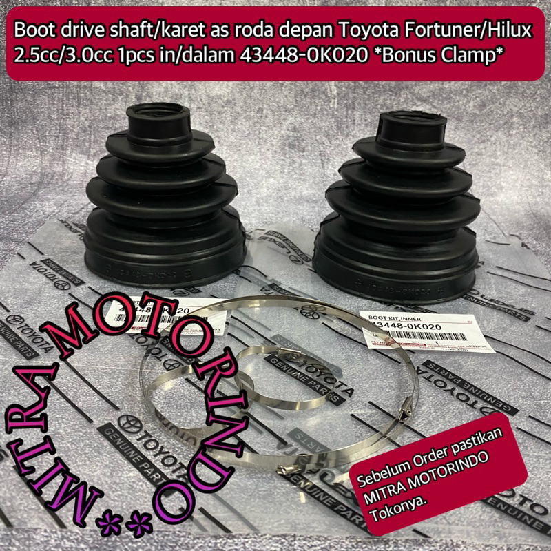 Jual Boot drive shaft/karet as roda depan dalam Toyota fortuner / Hilux 2.5cc/3.0cc 43448-0K020 ...