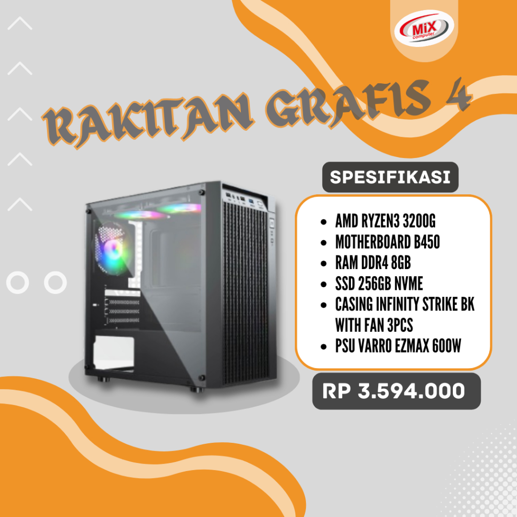 Jual Paket PC Desain Komputer Rakitan 1 set Lengkap - AMD Ryzen3 3200G ...