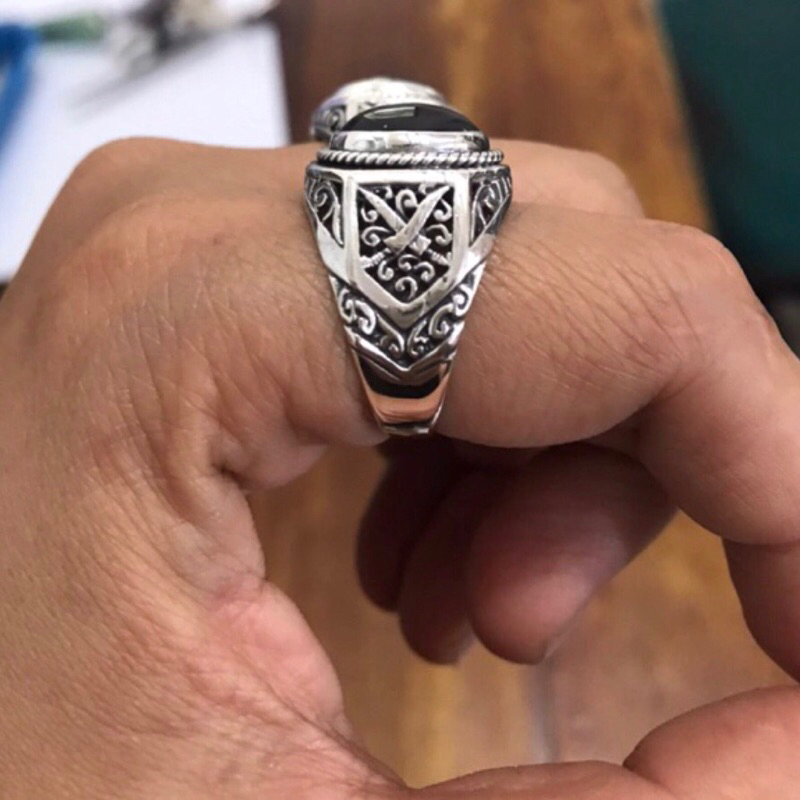 Jual emban cincin perak motif keris silang | Shopee Indonesia