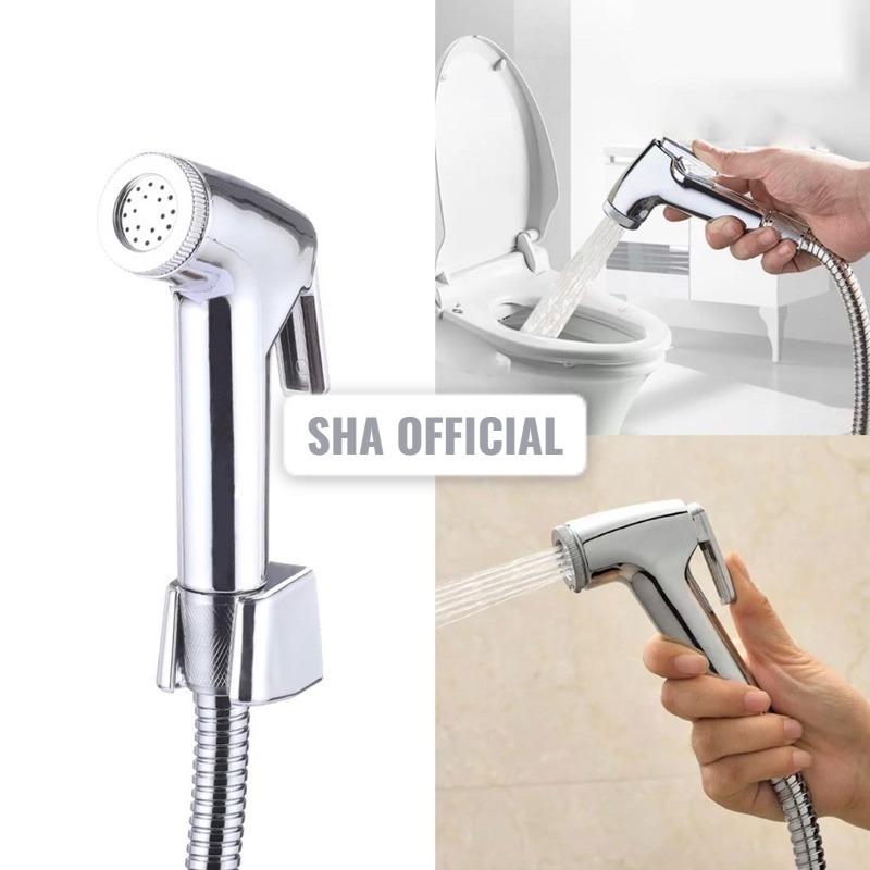 Jual Jet shower Kloset Toilet Cebok WC Semprotan Duduk Kamar Mandi (1 SET CROME) | Shopee Indonesia