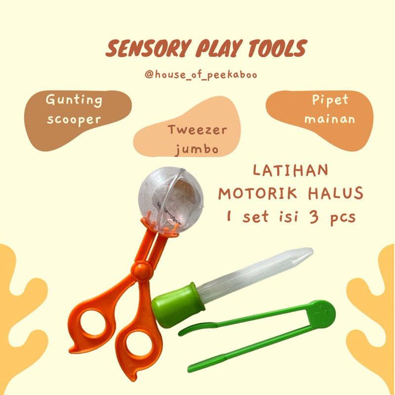 Jual [SENSORY PLAY TOOLS] gunting scooper/scissors scooper/ tweezer ...