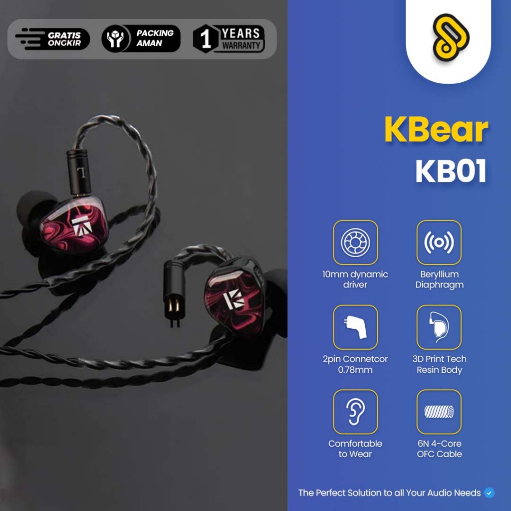 Jual KBEAR KB01 Beryllium Diaphragm 10MM Dynamic Driver IEMs | Shopee Indonesia