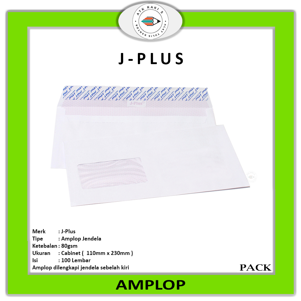 Jual J-Plus - Amplop Putih Jendela Kiri No.90 - Pack | Shopee Indonesia