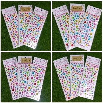Jual Sticker Stiker Timbul Manik Rhinestone Bintang Hati Bulat Bunga (K ...