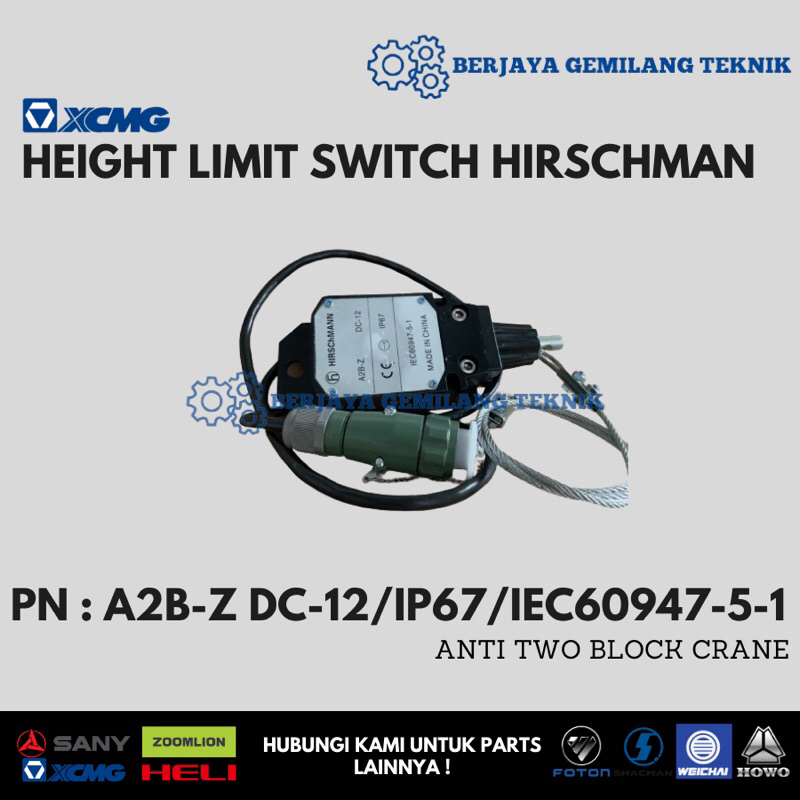 Jual Anti Two Block Crane Height Limit Switch Hirschman PN A2B Z DC 12 ...