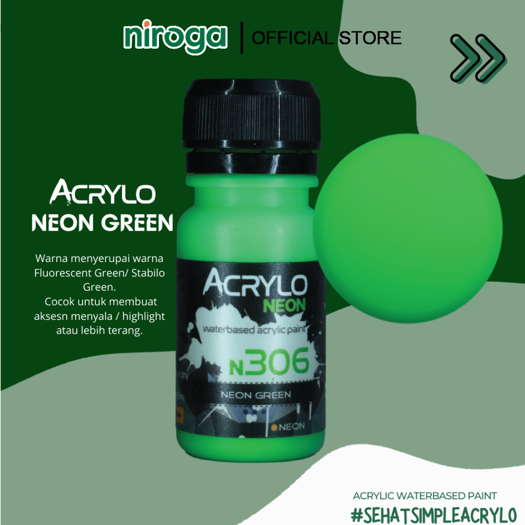 Jual ACRYLO Neon N306 Green - hand brush airbrush cat gundam | Shopee Indonesia