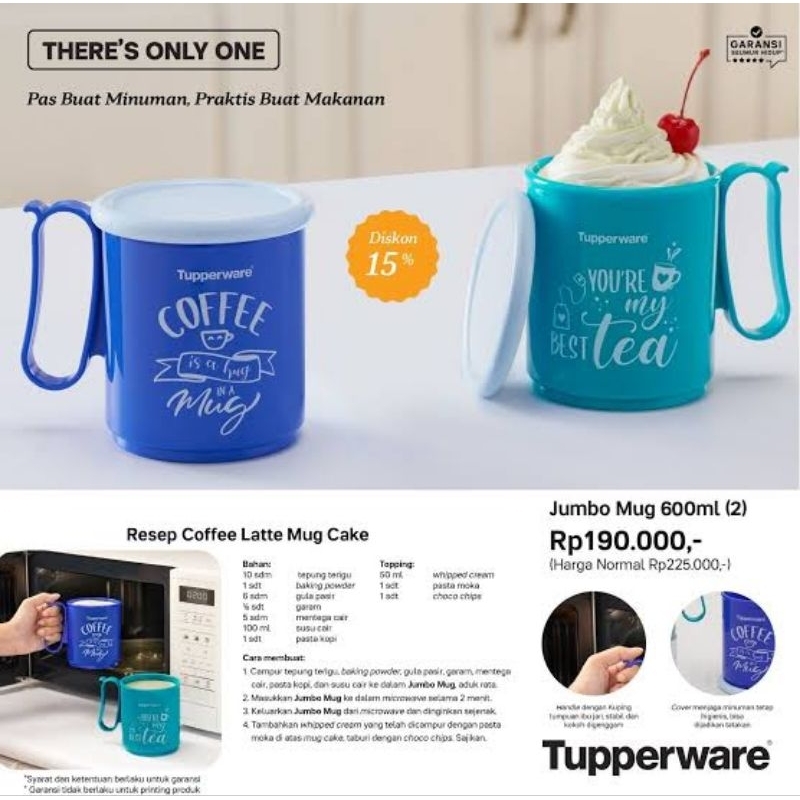 Jual Tupperware Jumbo Mug 1 pcs(cangkir besar) | Shopee Indonesia