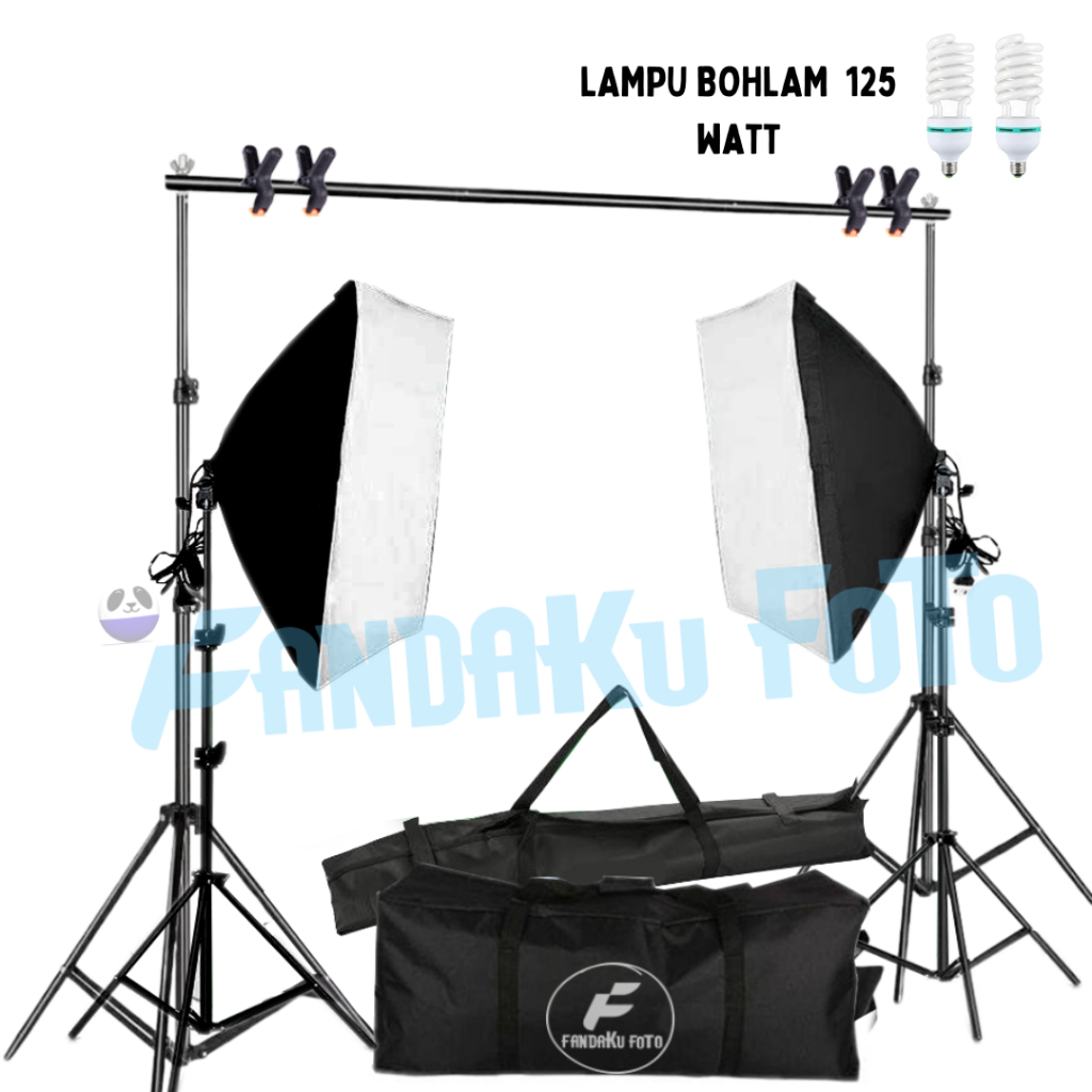 Jual Paket lighting lampu studio softbox lengkap plus stand background ...
