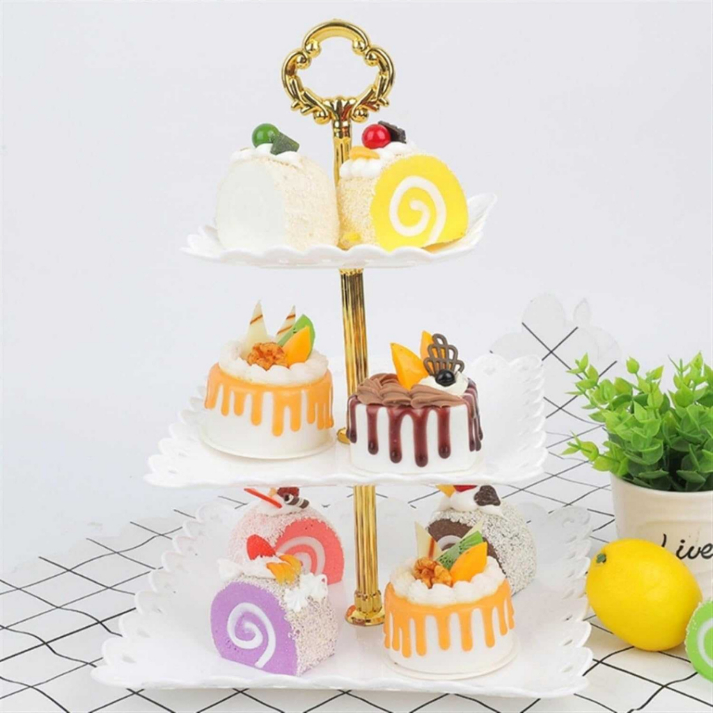 Jual Rak 3 Susun Saji Untuk Kue Cupcake Cake Display Plate Stand Piring ...