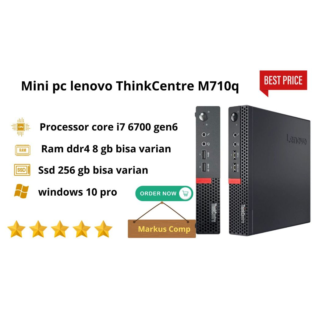 Jual mini pc lenovo thinkcentre m710q core i7 6700 6th gen6-ram 8gb-256gb>pc mini murah>pc mini ...