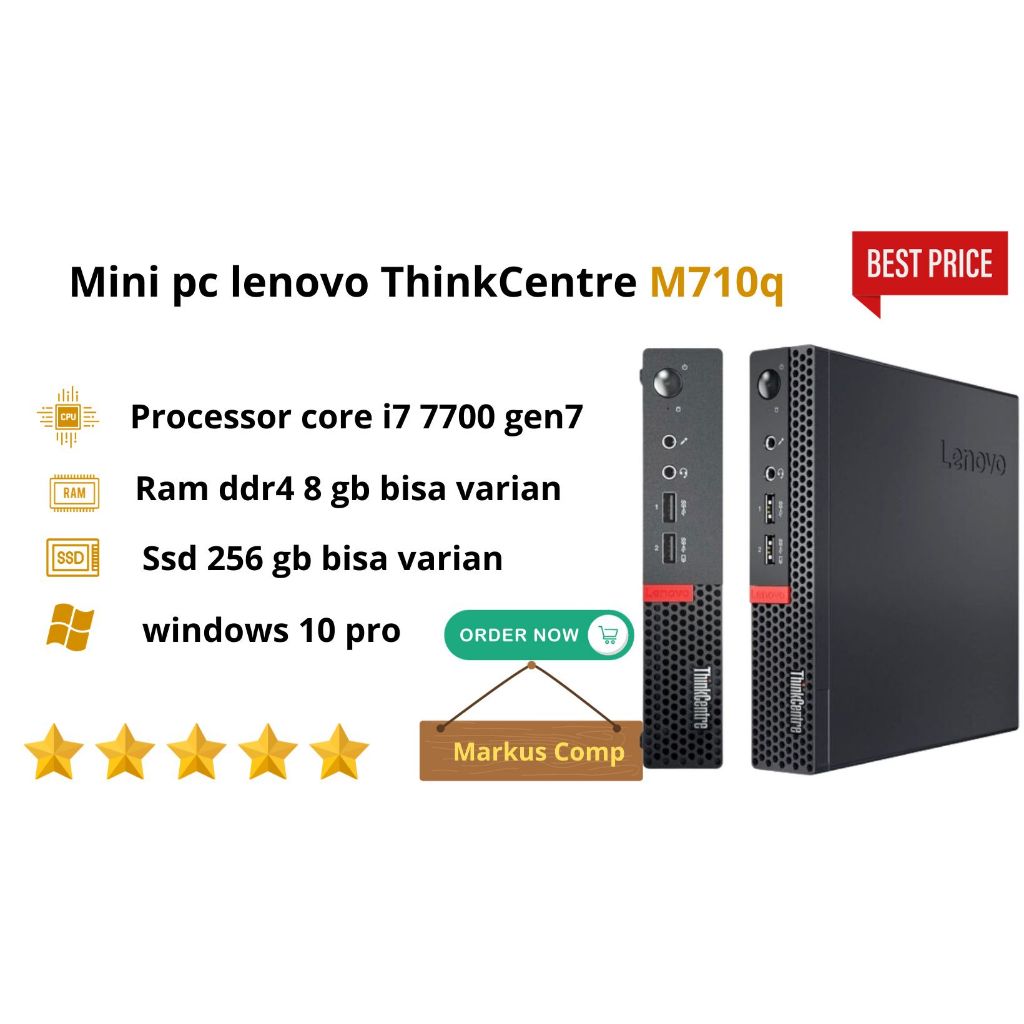 Jual pc mini lenovo thinkcentre m710q micro core i7 7700 7th gen7-ram ...