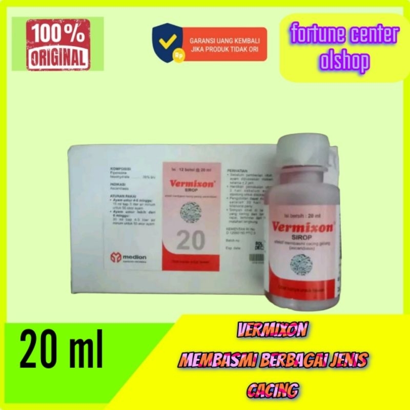 Jual 1 btol vermixon 20 ml obat cacing ayam burung berantas semua jenis ...