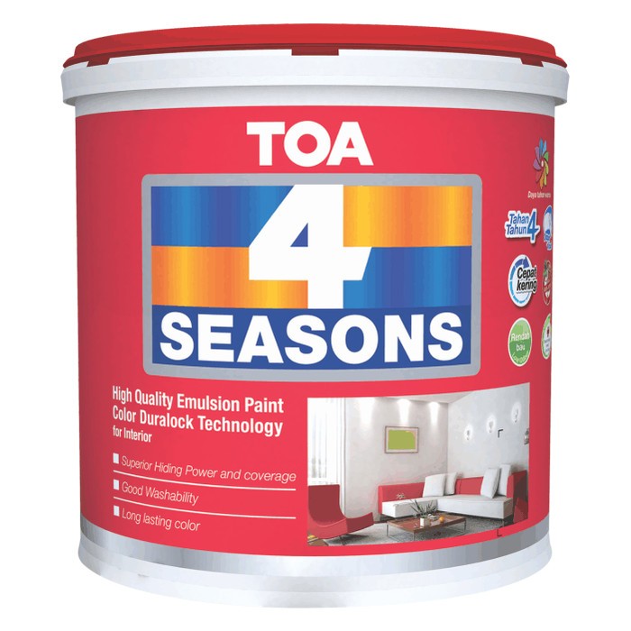 Jual CAT TEMBOK TOA 4 SEASON INTERIOR 5 KG WHITE | Shopee Indonesia