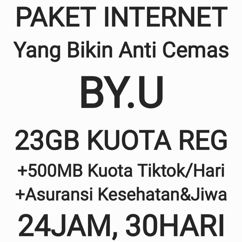 Jual [CHAT DULU SEBELUM ORDER!!!]Paket Internet By.U Byu By U Yang Bikin Anti Cemas 23GB 30 Hari ...