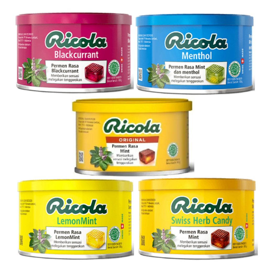 Jual Ricola Permen Swiss Herb/Menthol/Blackcurrant/Lemon Mint/original - Kaleng 100g | Shopee ...