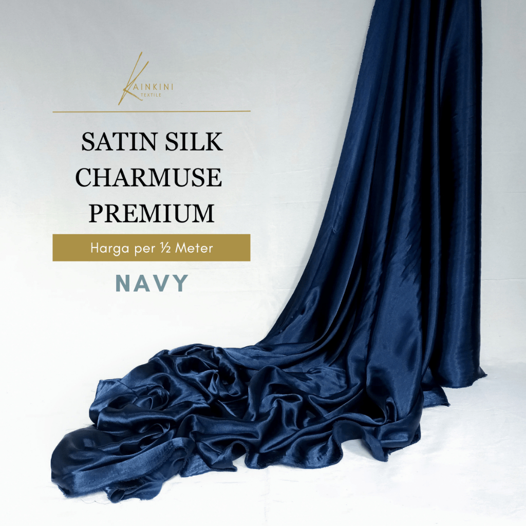 Jual (½ meter) Kain Satin Silk Charmuse Premium Kilap Glossy Kainkini ...