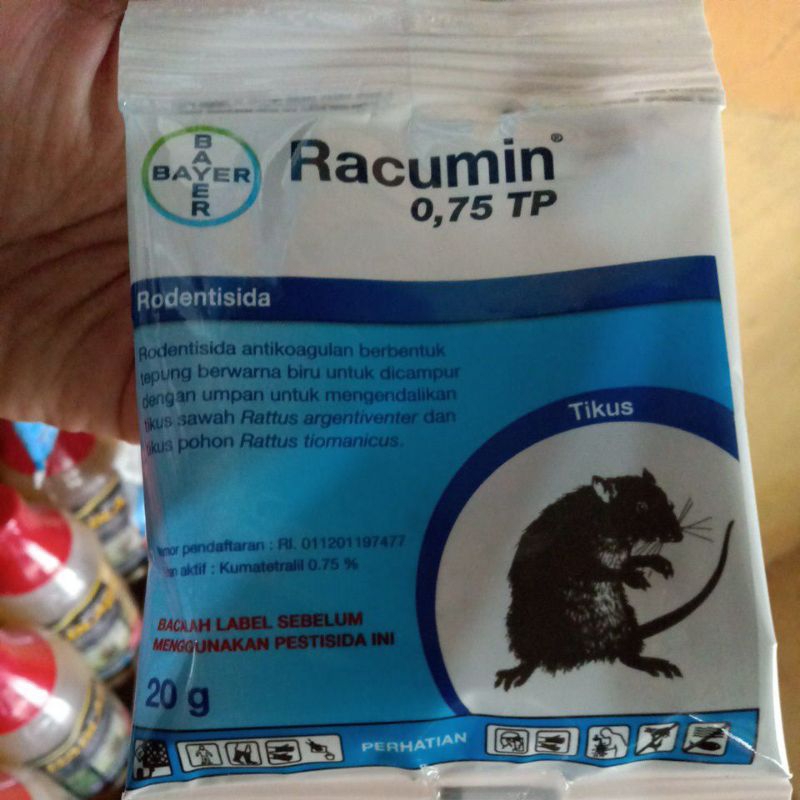 Jual Racumin 0,75 TP kemasan 20 gram racun tikus bubuk rodentisida ...