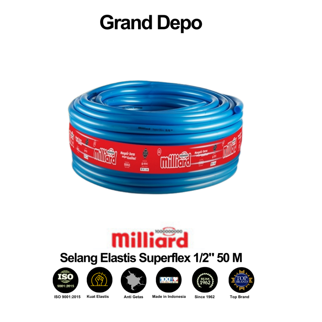 Jual Milliard Selang Air Elastis Superflex Biru 1/2" 50 Meter | Shopee Indonesia