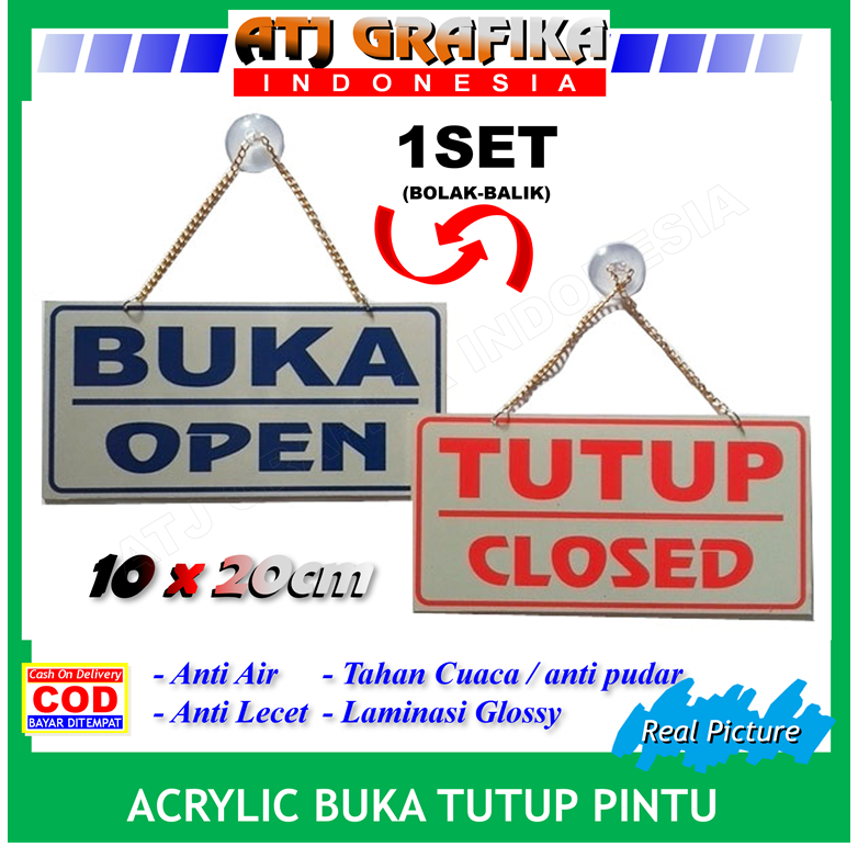 Jual Plat akrilik buka tutup open closed petunjuk pintu toko kantor ...