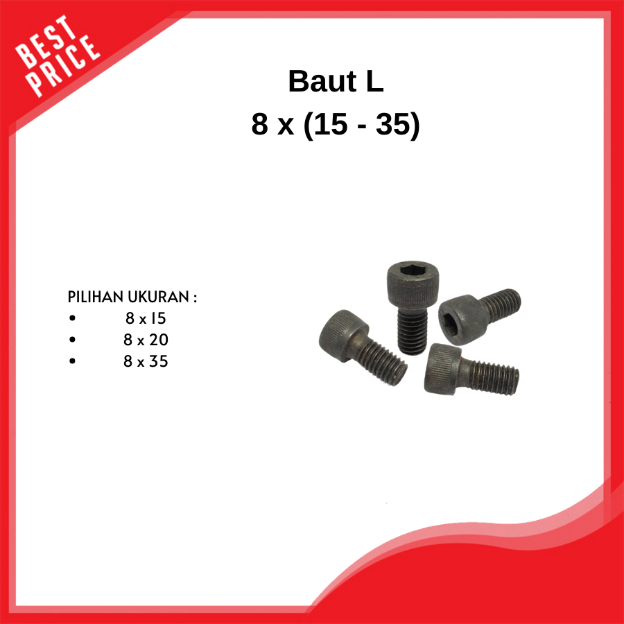 Jual Produk Baut L Universal all Ukuran 8 x 15 mm, 8 x 20 mm, 8 x 35 mm ...