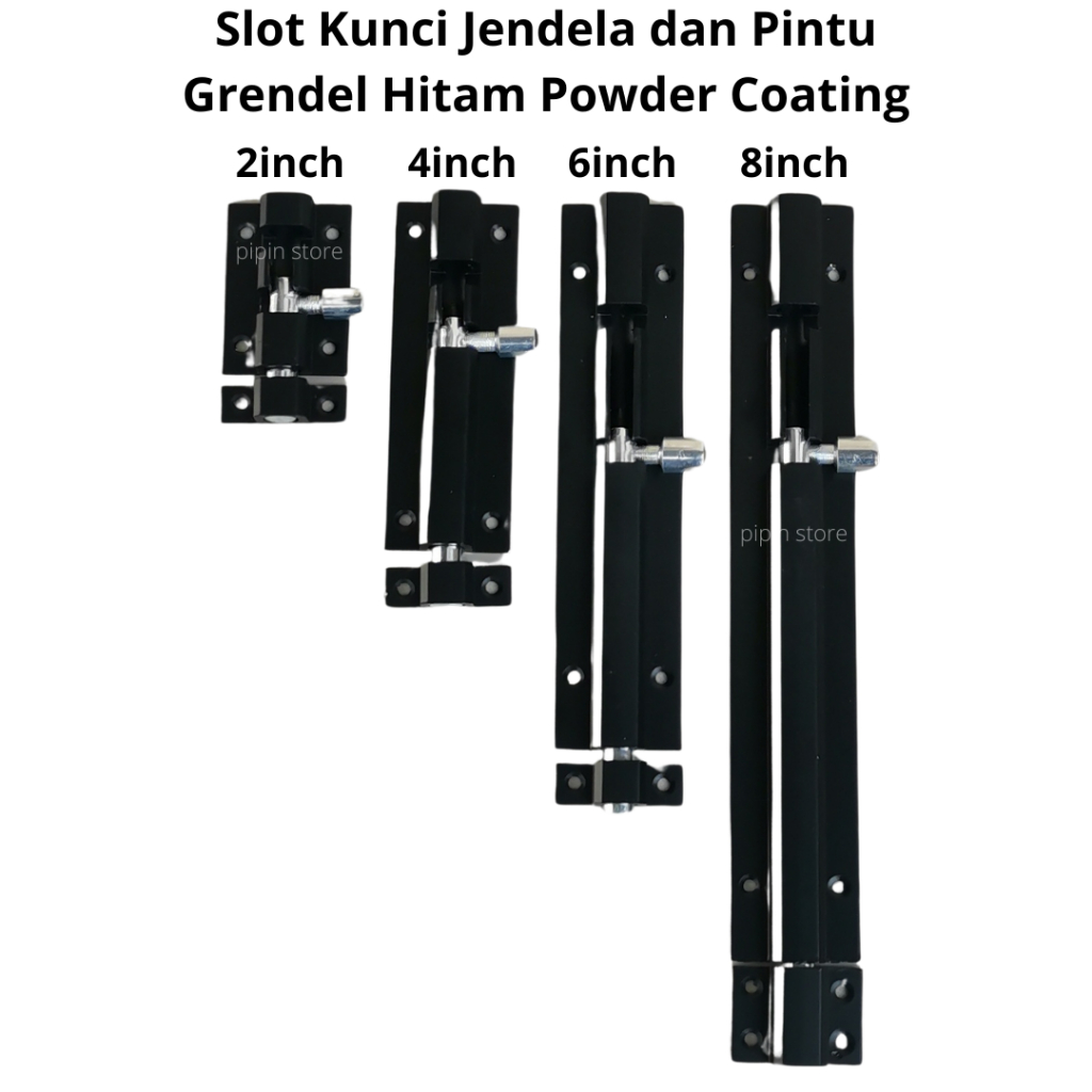Jual Grendel Slot Jendela dan Pintu Hitam 2 inch 4 6 8 inch Kunci Selot ...