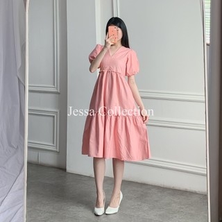 Jual Premium Amora Dress TH 929 COTTON Gaun Midi Wanita Simple Bahan ...