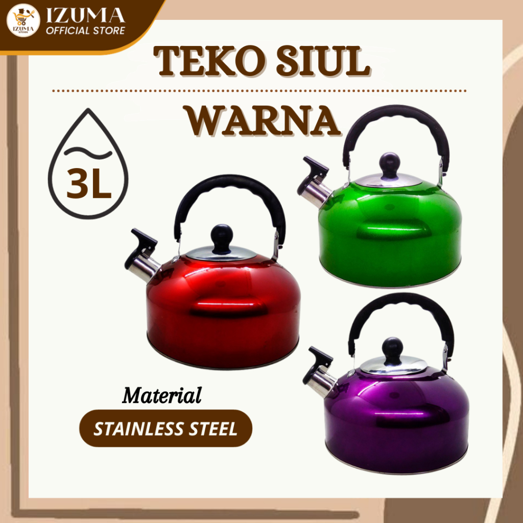 Jual IZUMA Teko Siul Stainless Warna / Teko Bunyi 3,4,5 LITER / Teko Air Stainless Siul | Shopee ...