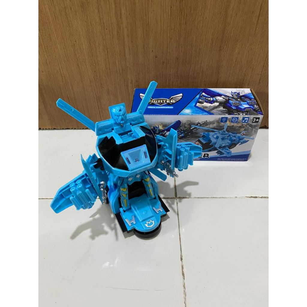 Jual Heli Fighter Warrior Robot Biru / Mainan Helicopter Jadi Robot ...