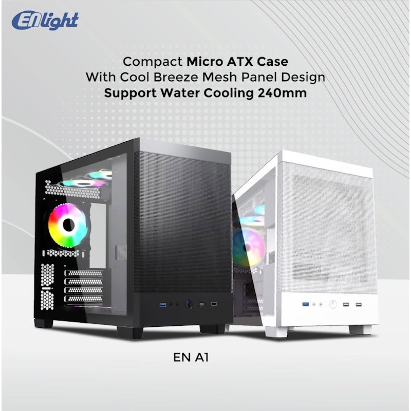 Jual CASING ENLIGHT A1 - mATX GAMING CASE BLACK | WHITE INCLUDE 2 FAN ...