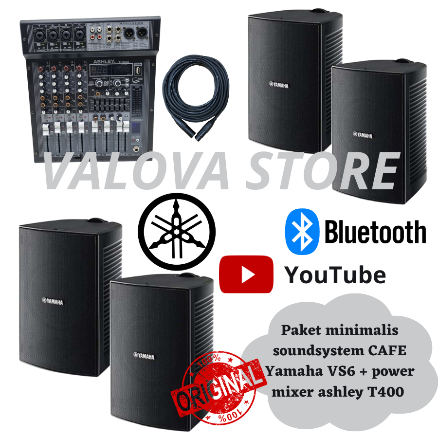 Jual Paket minimalis soundsystem CAFE Yamaha VS6 / VS 6 + power mixer ashley T400 ORIGINAL ...