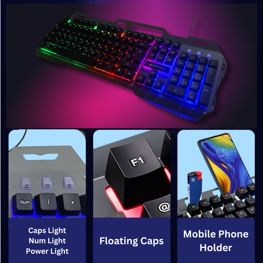 Jual QUINTON Keyboard Gaming USB Wired VR30 Metal cove feel Mechanical ...