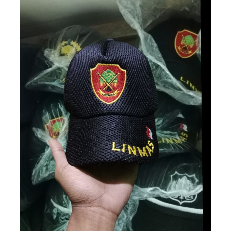 Jual Topi linmas hitam terbaru//topi jaring terbaru//topi dabelmes ...