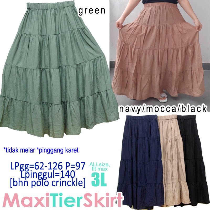 Jual rok jumbo, MAXI TIER SKIRT, XXXL, boho, big size, rok panjang ...