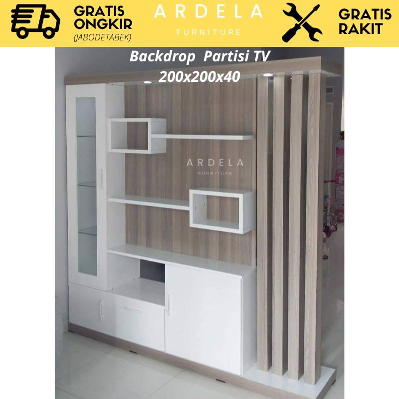 Jual Backdrop TV Partisi Ruangan 2 Sisi Muka Interior Ruang Keluarga ...
