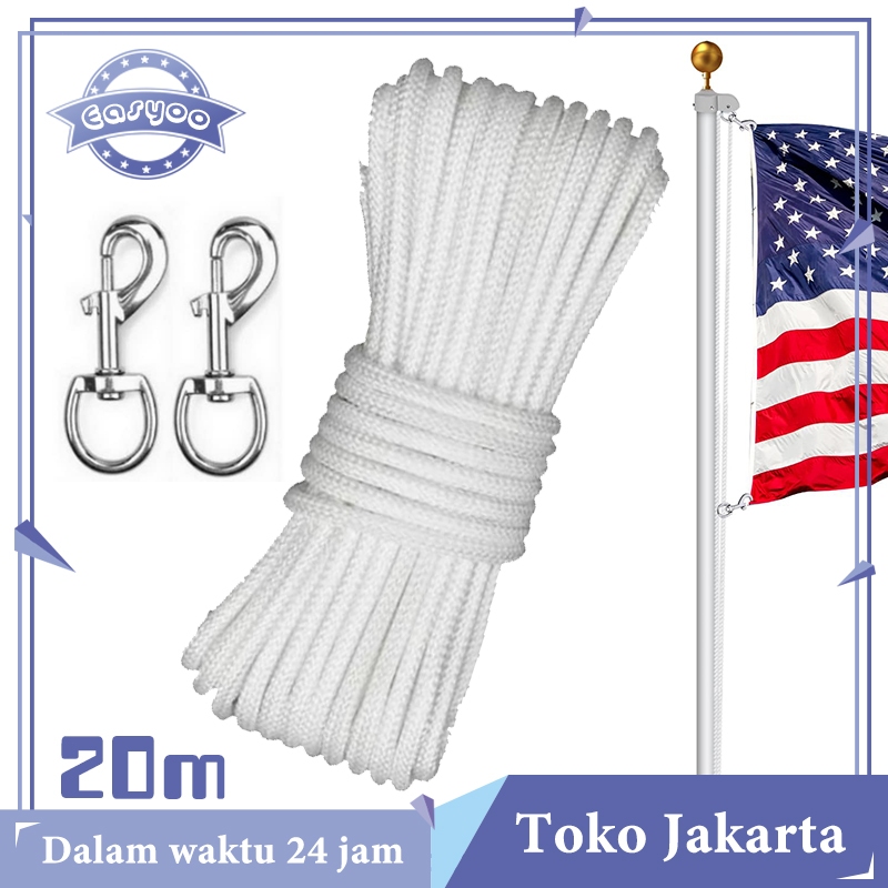 Jual 20 Meter Tali Tiang Bendera Padat 8 Mm Panjang 20 Mtr Dengan ...