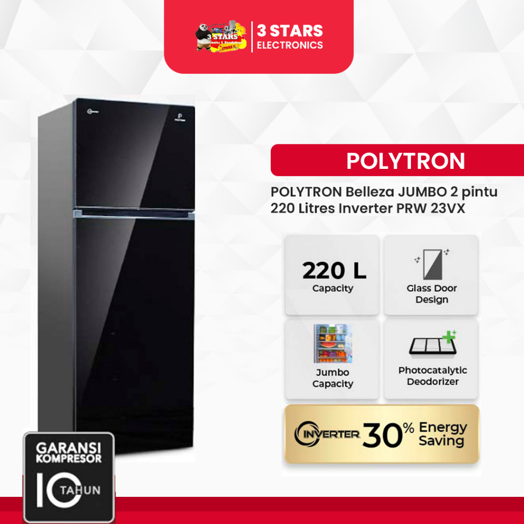Jual Kulkas POLYTRON Belleza JUMBO 2 pintu 220 Litres Inverter PRW 23VX ...