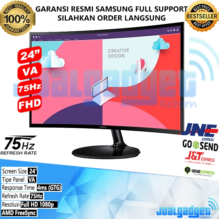 Jual LED Monitor Samsung 24 inch Curved Gaming LS24C360 - 75Hz - 4ms ...