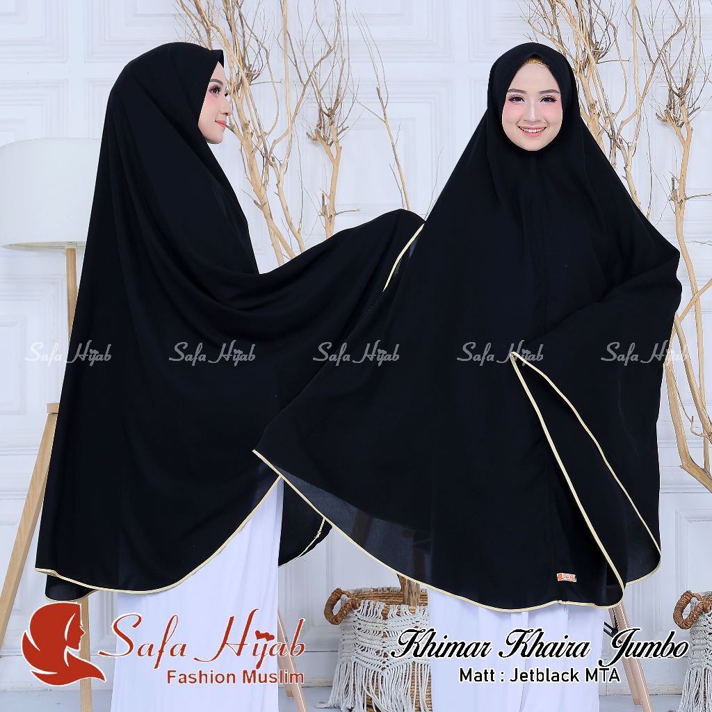 Jual KHIMAR JUMBO Syar'i JETBLACK MTA Syar'i JUMBO ORYGINAL list pita warna/polos super cantik ...