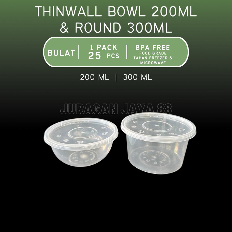 Jual (25 PCS) Thinwall Round 300ml Libra | Cup Bening Wadah + Tutup | Mangkok Plastik Bulat ...