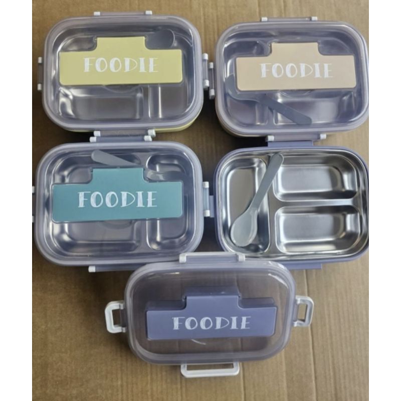 Jual ( 3 Sekat Logo Foodie ) Lunch Box Stainless / Kotak Bekal ...