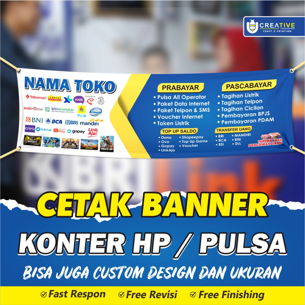 Jual Cetak Banner / Spanduk Konter Hp / Pulsa (Fast Respon, Free Revisi, & Free Finishing ...