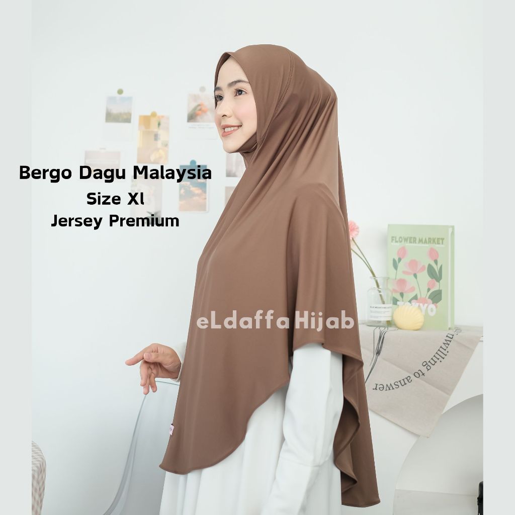 Jual Bergo Dagu Malaysia Jumbo XL Soft Malaysia Hijab Instan Jersey | Shopee Indonesia