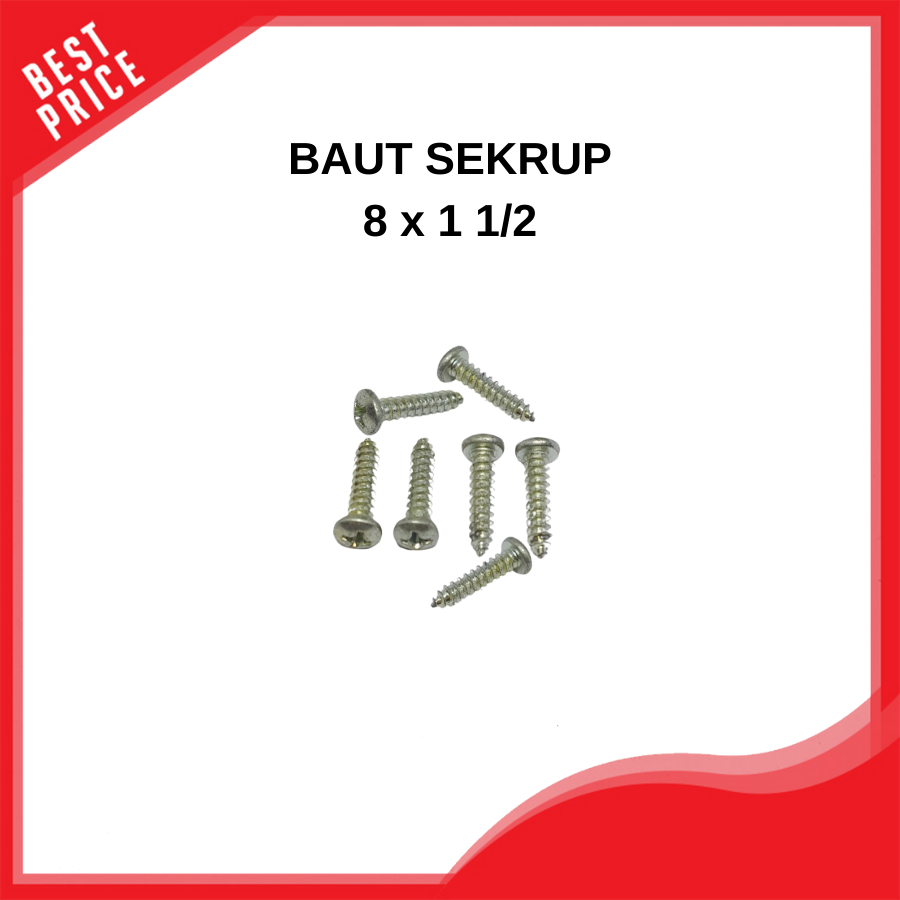 Jual Produk Baut Sekrup Universal all Ukuran 8 x 1 1/2 mm baut Sekrup ...